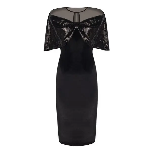 MADEBYZA Velvet Bowed Evening Dress - Black