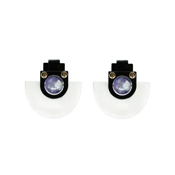 GISSA BICALHO Handmade Acrylic Earring Short Artemisia - Black