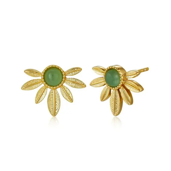 JANUS EDINBURGH Uraeus Leafy Stud Earrings - Gold