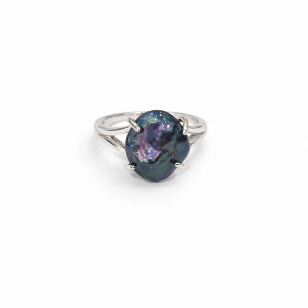PEARL CODE Rozeta Sunset Keshi Pearl Cocktail Ring - Black