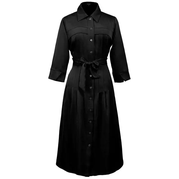 SMART AND JOY Stitched Pleats Shirt-dress - Black
