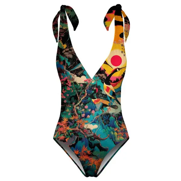 ALOHA FROM DEER Neutrals Japanese Heron One Piece Swimsuit - Green