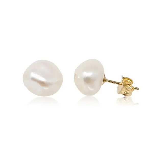 KIRI & BELLE Dot Keshi Pearl Filled Stud Earrings - Gold