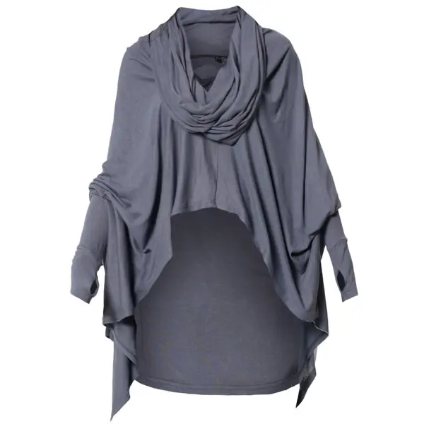 METAMORPHOZA Extravagant Tunic With Scarf Collar - Grey