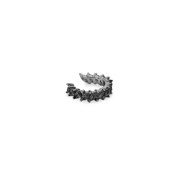 SALLY SKOUFIS Emergence Ear Cuff With Made Cz Diamond Stimulant In Sterling Silver & Premium Rhodium - Black