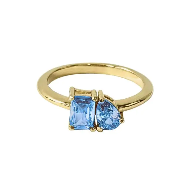 BELINDA JEWELZ Toi Et Moi Topaz Birthstone Ring - Blue