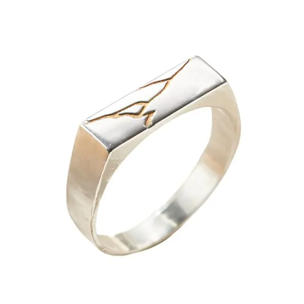 POSH TOTTY DESIGNS Sterling Rectangle Kintsugi Signet Ring - Silver