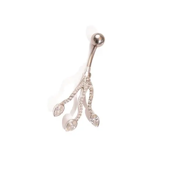 EBRU JEWELRY Triple Drop Diamond Sterling Belly Piercing - Silver
