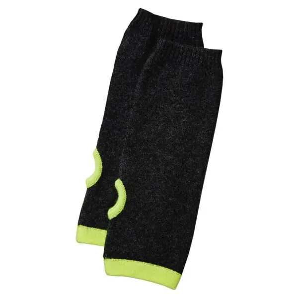 COVE Cashmere Wrist Warmers Charcoal & Neon Yellow - Grey