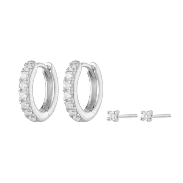 SCREAM PRETTY 18ct Plated Sterling Huggie And Stud Earring Set With Cubic Zirconia