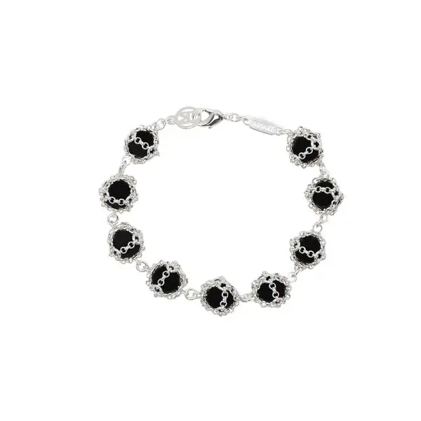 MHART Caged Onyx Gemstone Bracelet In Silver - Black