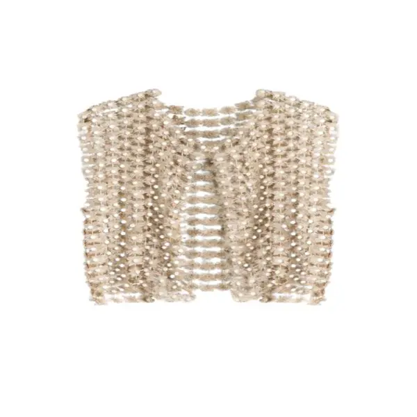 Saachi Floral Shell Pearl Linen Capelet - Gold