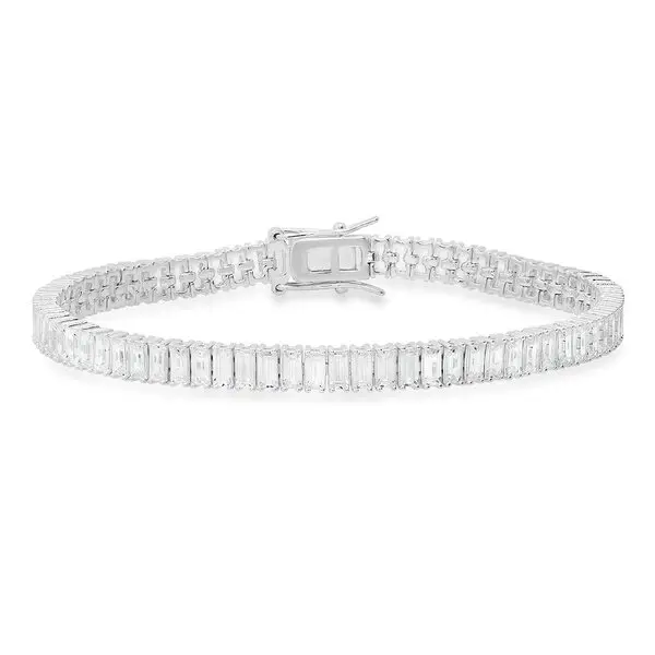 KYLIE HARPER Baguette Cut Diamond Cz Tennis Bracelet - Silver