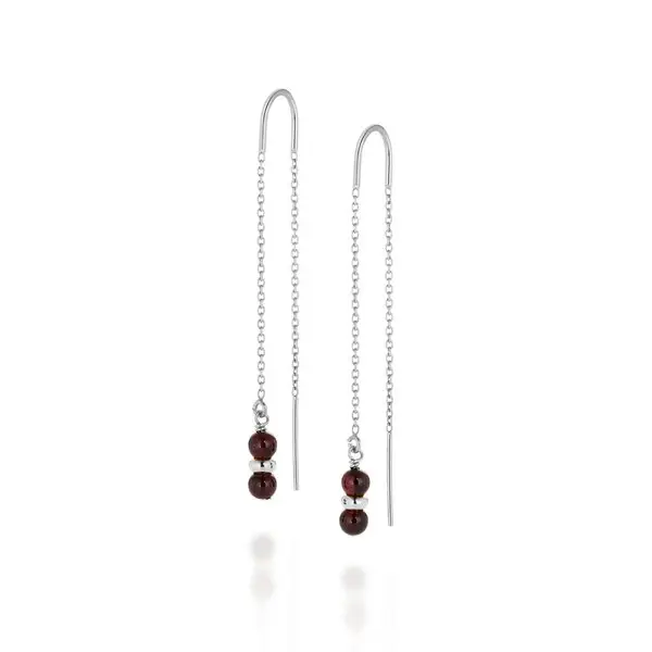 NELLOU JEWELLERY Red / Silver Fall Birthstone Earrings Garnet January Sterling Silver - Red/silver