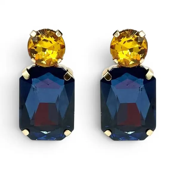 MICHAEL NASH JEWELRY Adelle Montana Sapphire Crystal Octagon And Topaz Round Stone Drop Earrings - Blue