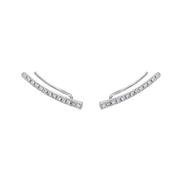 SALLY SKOUFIS Silver / White Behave Ear Climber Made Cz Diamond Stimulant In Sterling Silver - Silver/white