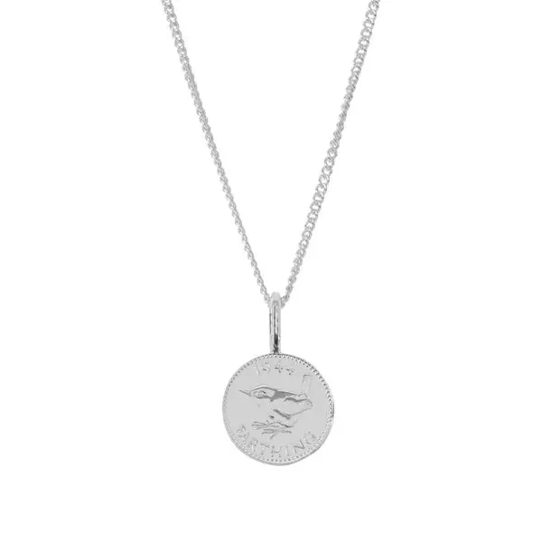 KATIE MULLALLY English Farthing Sterling Coin Charm Necklace - Silver