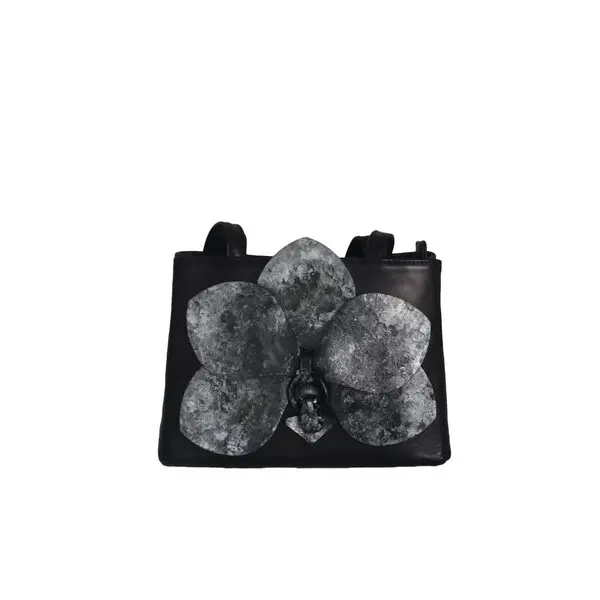 F3ROG BY RANA Black / Silver Silver & Black Orchid Shoulder Bag - Black/silver