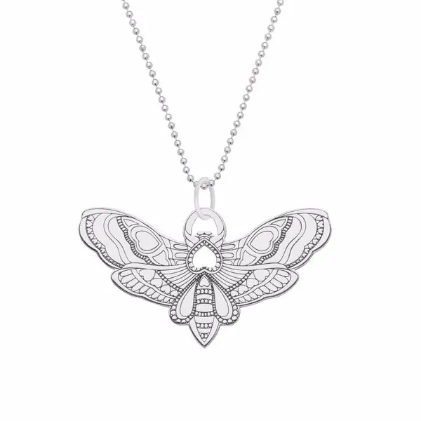 CARTERGORE Medium Moth Pendant Necklace - Silver