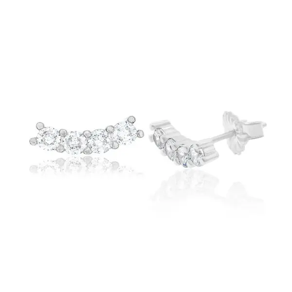 SHYMI Mini Round Curved Bar Studs - Silver