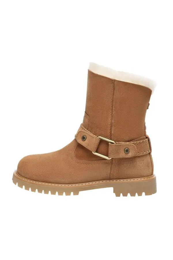 EVERAU AUSTRALIA Pheasant Mid Calf Fashion Boots In Chestnut - Gold