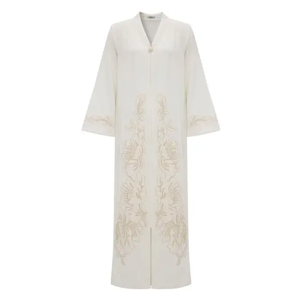 BOCAN COUTURE Liora Linen Zippered Dress Off - White