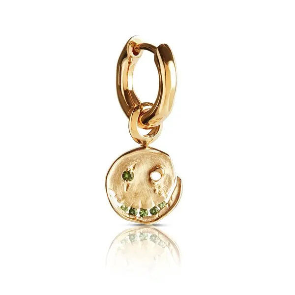 KASUN LONDON Smile Hoop Earrings – October – Green Tourmaline – Plated - Gold