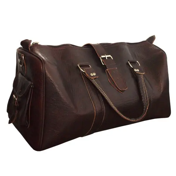 BERBER LEATHER The Rabat Overnight Bag In Dark - Brown
