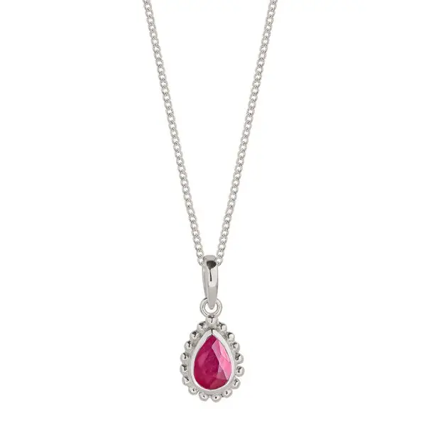 CHARLOTTE'S WEB JEWELLERY Red / Silver July Birthstone Sterling Silver Necklace Ruby - Red/silver