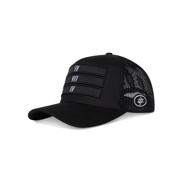 474 CO 474 3 Bars Trucker Red Label Hat - Black