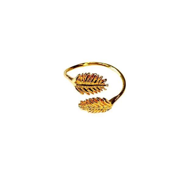 LEXI JEWELRY Double Leaf Adjustable Ring - Gold
