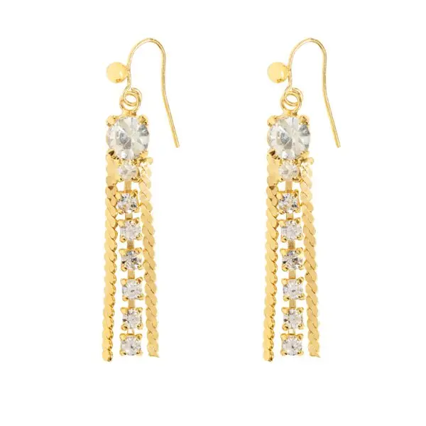 CARAMEL VINTAGE JEWELLERY Crystal Tassel Earrings - Gold