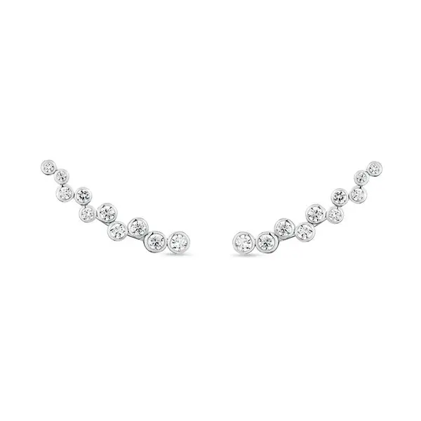 SALLY SKOUFIS White / Silver Minx Ear Climber With Made Cz Diamond Stimulant In Sterling Silver - White/silver