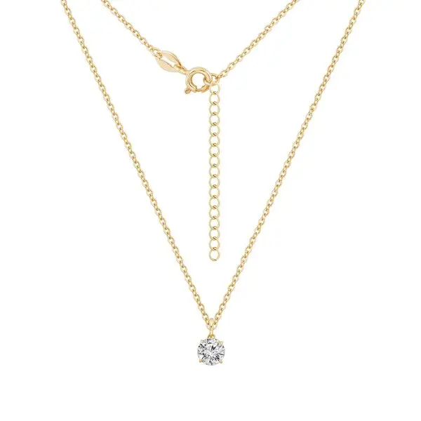KIERA Lab-grown Diamond One Carat Round Solitaire Pendant Necklace - Yellow