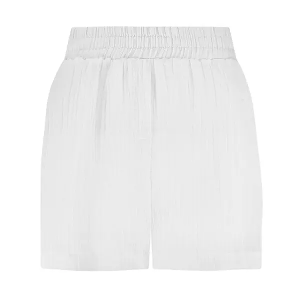 THE SUMMER EDIT Mila Crinkle Linen Shorts Ivory - White