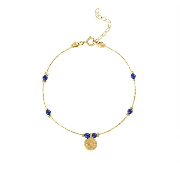 OLIVIA LE Journey Lapis Lazuli Beaded Bracelet With Coin - Blue
