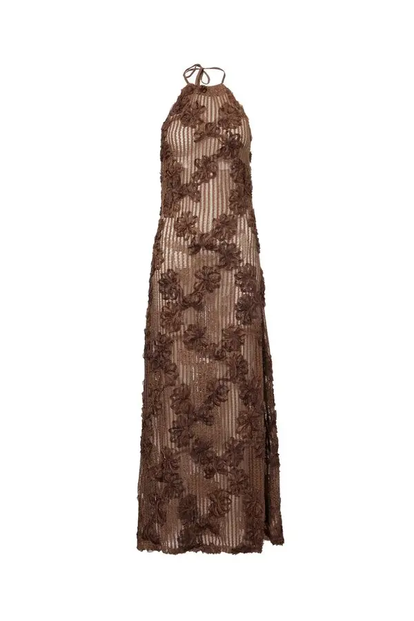 AMY LYNN Cici Floral Crochet Maxi Dress - Brown