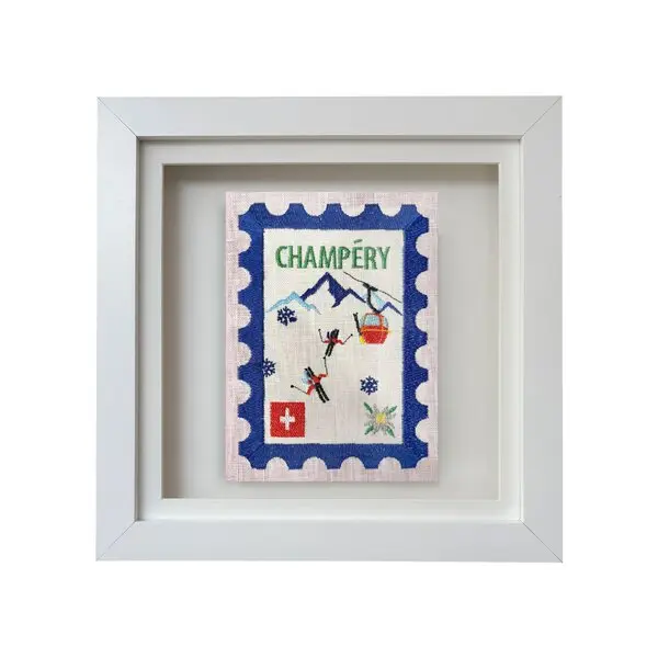 LILLY LOVES Champery Embroidered Stamp Artwork - White