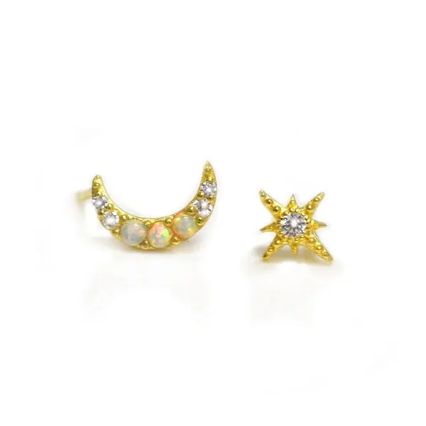 LA KAISER Opal & Diamond Celestial Dream Studs - Gold