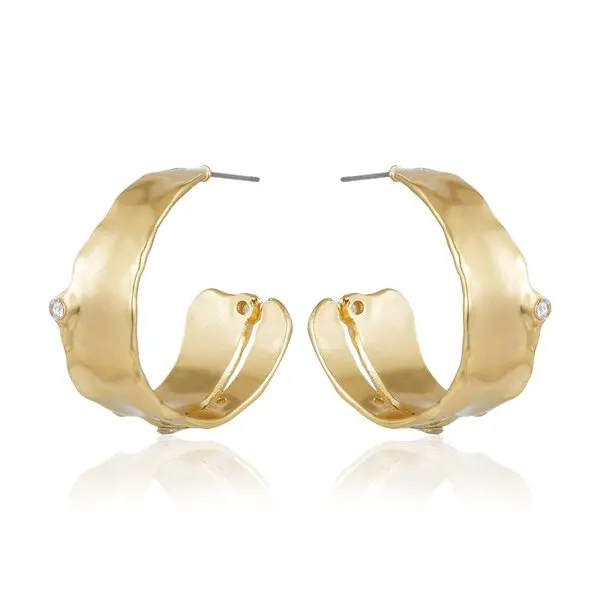 RARE MATTERS JEWELRY Nature's Elegance Statet Hoop Earrings - Gold