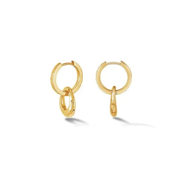 DOWER & HALL Entwined Oval & Huggie Drops In Vermeil - Gold
