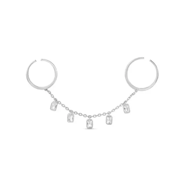 SHYMI Two Finger Bezel Set Adjustable Ring Emerald - Silver