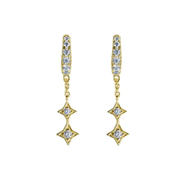 BLOOMTINE | EARTH ANGEL HQ Illuminess™ Vermeil Shooting Star Moissanite Huggies - Gold