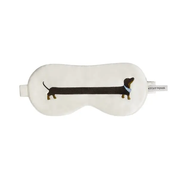 Not Just Pajama Dachshund Dream Silk Sleeping Eye Mask - White