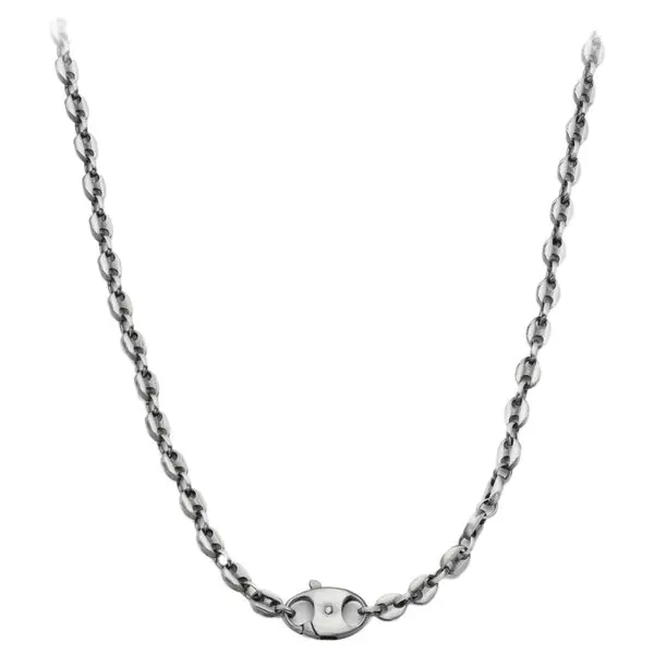 ALTAR™ ORNAMENTS CO. Obsidian Chain| Sterling Silver Ruthenium-plated Chain Altar - Grey