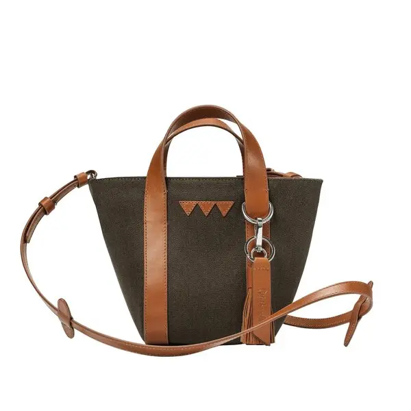 GET THE GALLOP Hay Bag Mini Canvas With Brown Leather - Green