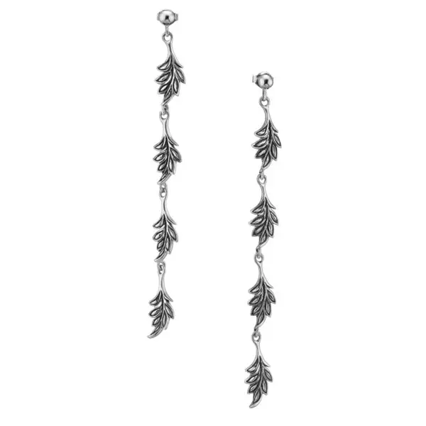 UNALOE Sway Sterling Leaf Earrings – Long Dangle Jewelry - Silver