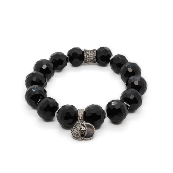 EBRU JEWELRY Silver / Black Black Protection Symbol Bracelet Black - Silver/black