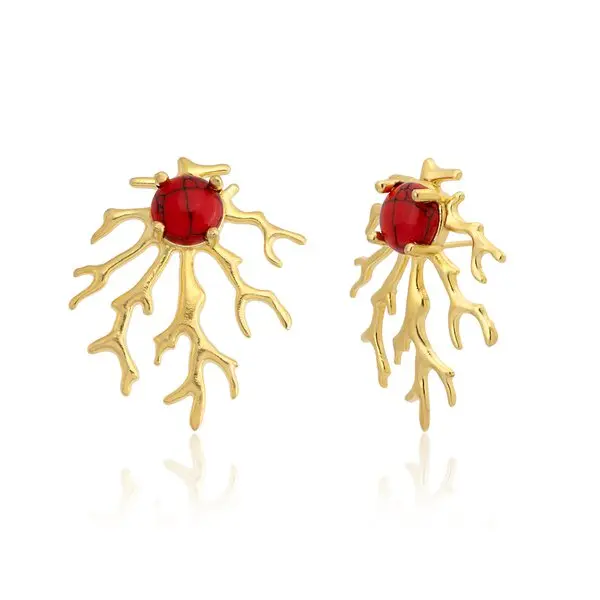 MILOU JEWELRY Coral Earrings - Gold