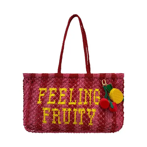 LILLY LOVES Feeling Fruity Jute Bag & Charms - Pink